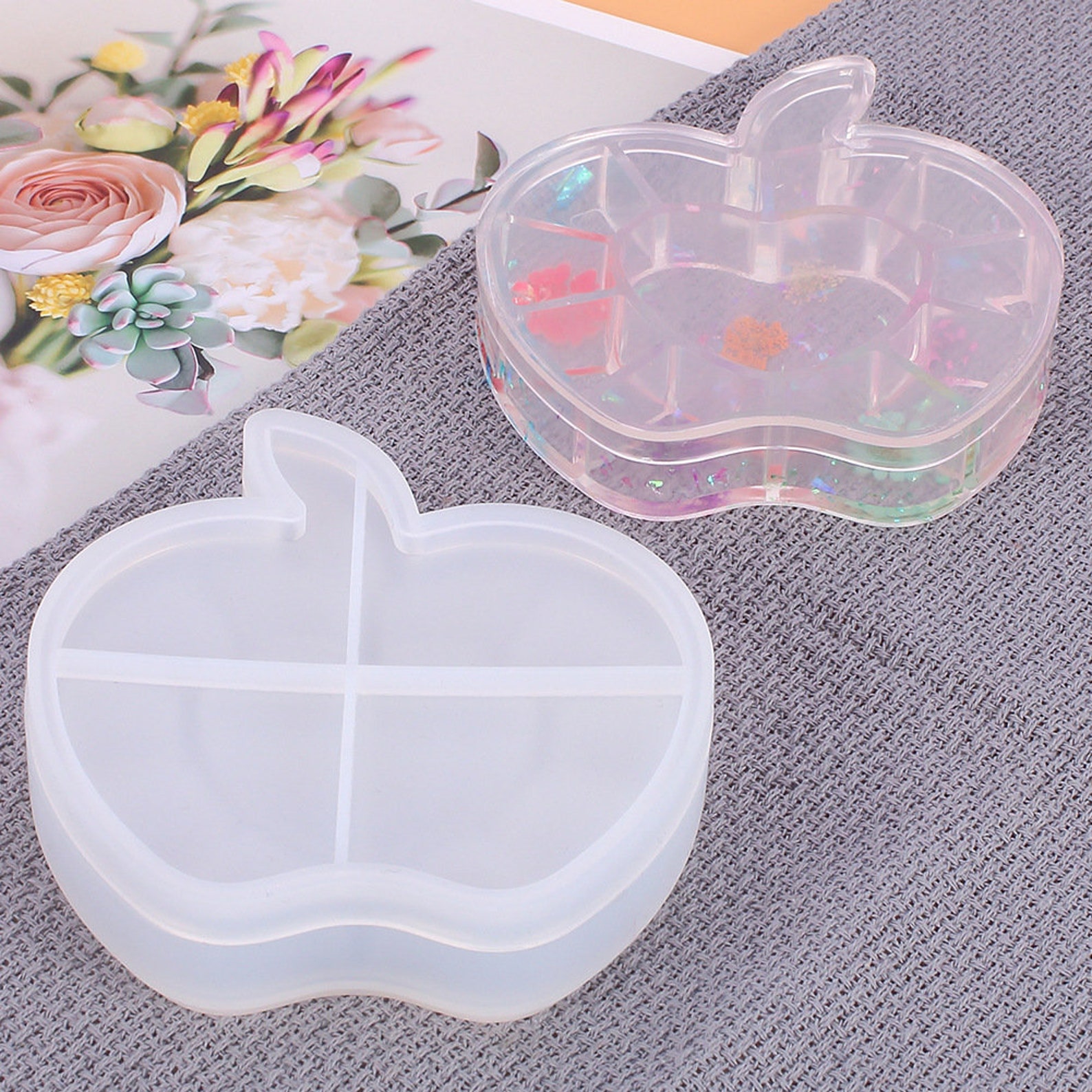 Compartment Storage Box Silicone Moldapple Shape Storage Box - Etsy