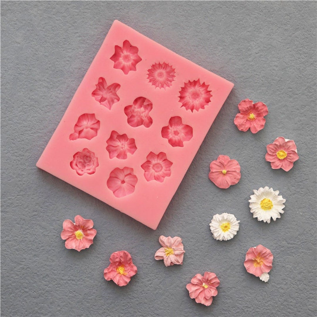 Multi Flowers Silicone Mold 2cm Flower Cabochon Mold Flatback Clay UV ...
