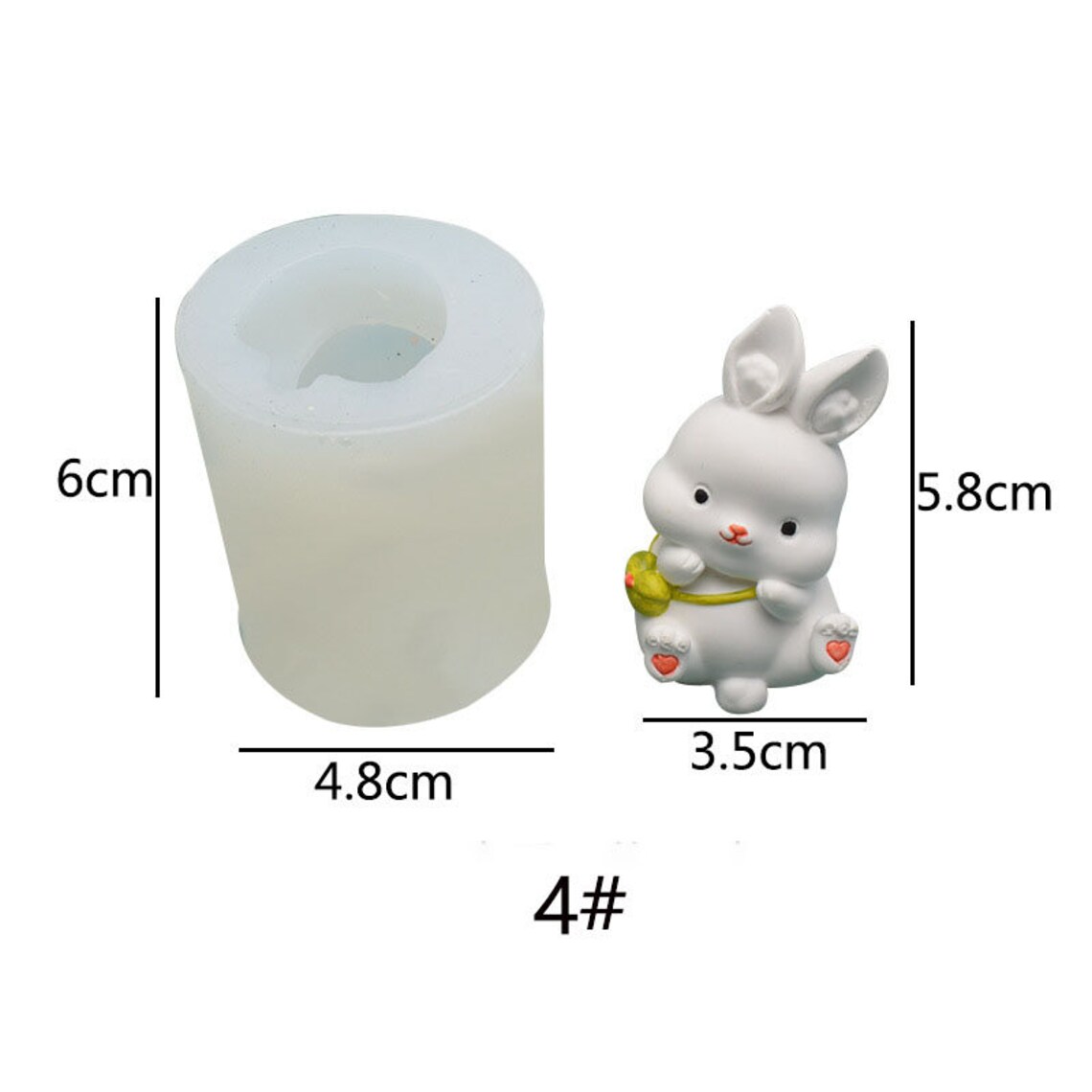 3D Rabbit Mold Bunny Silicone Mold Cute Animal Candle Mold Fondant ...