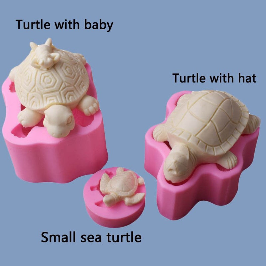 Cute Turtle Mold Little Tortoise Silicone Mold 3D Animal Candle Mold ...