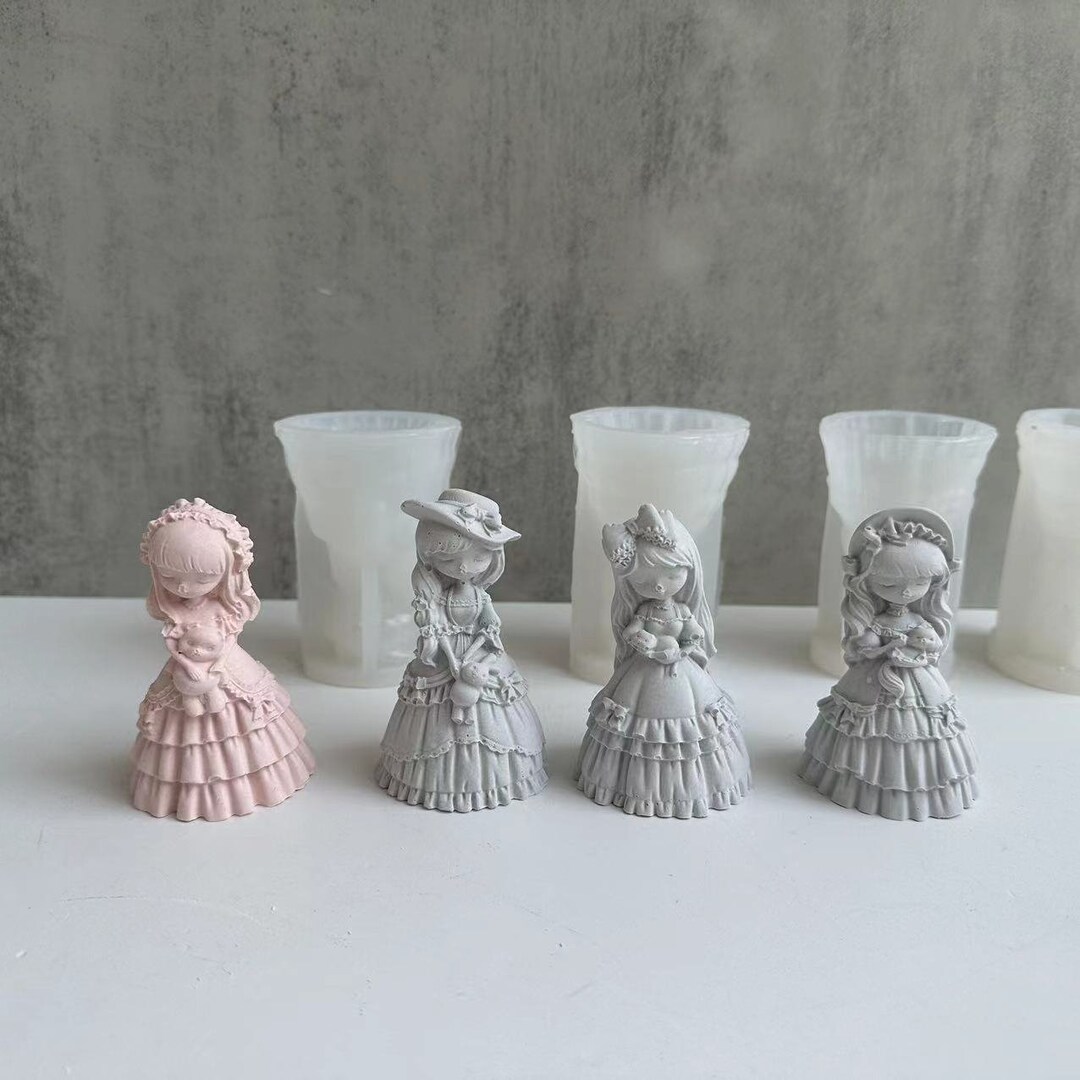 Girl Sculpture Mold Doll Candle Silicone Mold Cement Concrete Melting ...