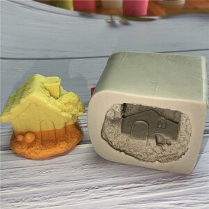3D Log Cabin Silicone Mold Forest House Mold Candle Making Country Room ...