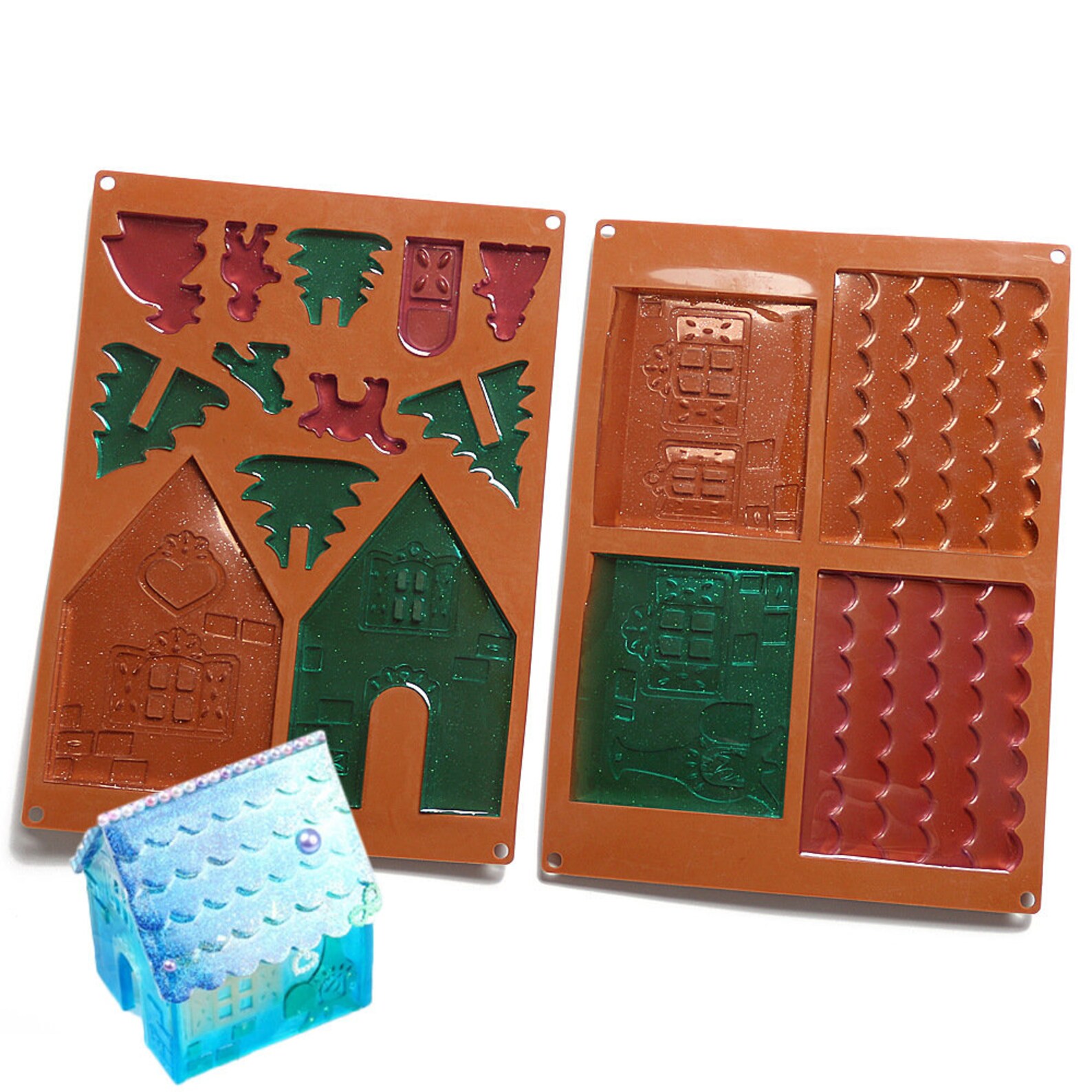 DIY Cabin Resin Mold 3D House Silicone Mold Handmade Epoxy Resin Mould ...