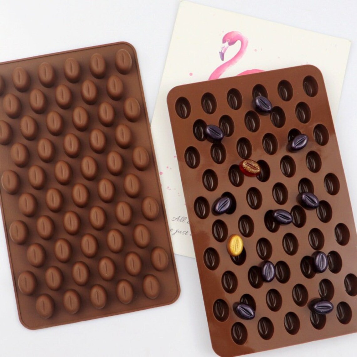 55 Cavity Coffee Bean Mold Desserts Mold Gummy Chocolate Fondant Candy ...