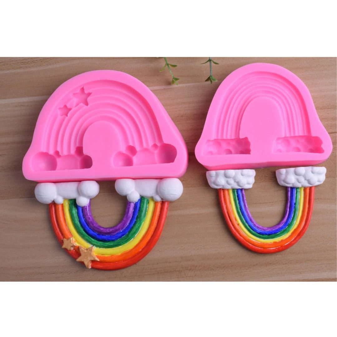 Rainbow Silicone Mold Kawaii Rainbow With Star Clouds Mold Candle Soap ...