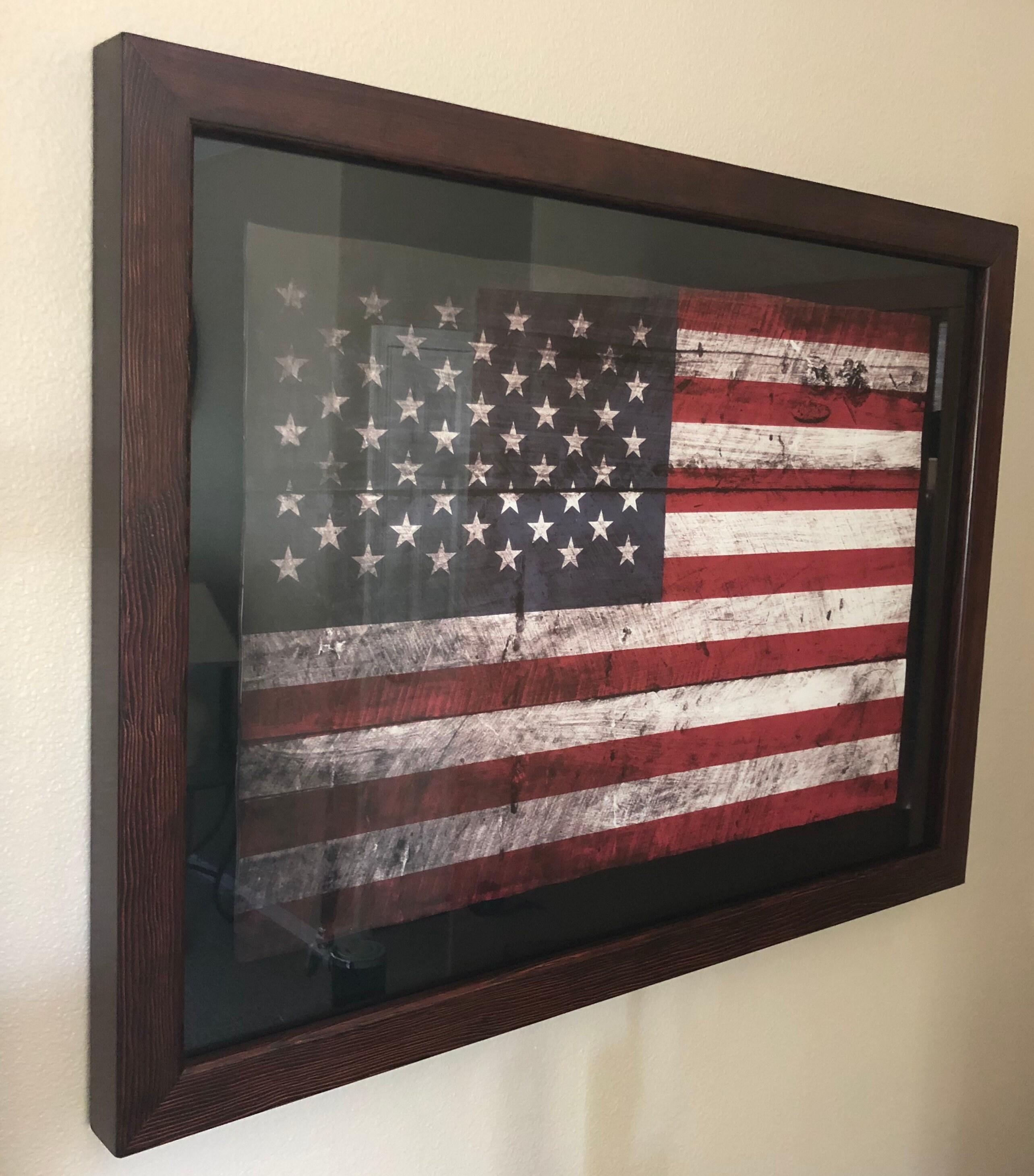 America Flag Framed, Antique/weathered American Flag Shadow Box Frame ...