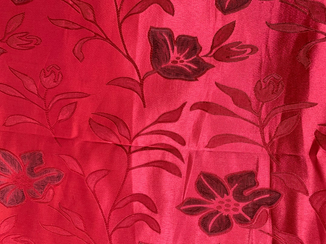 Red Floral Curtain Cushion Fabric Material - Etsy