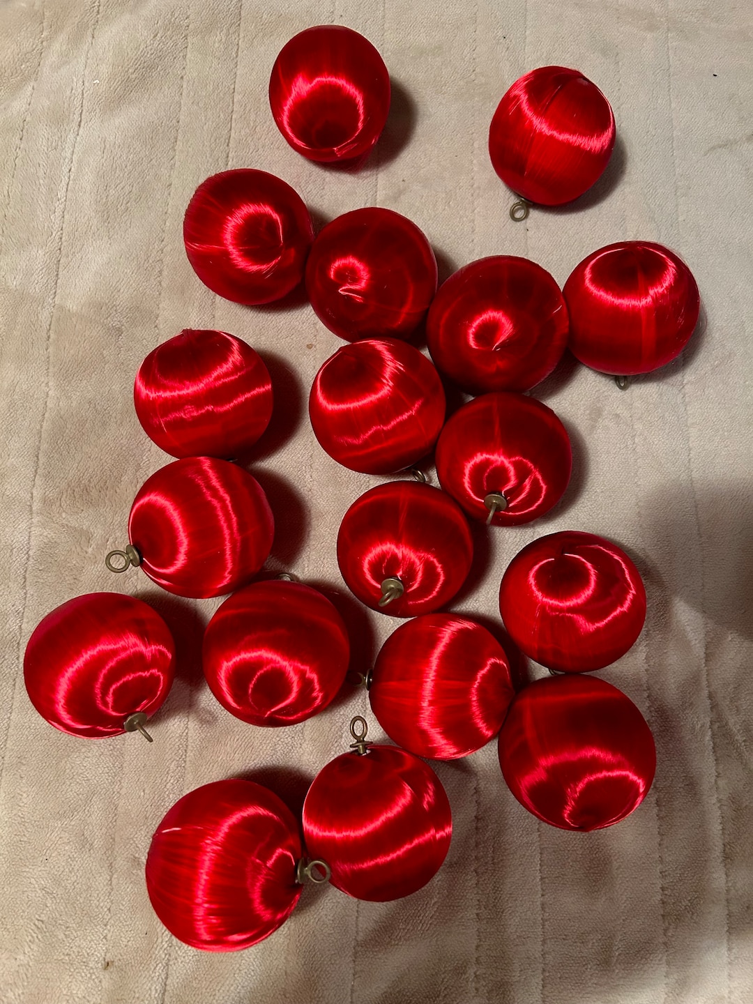 Satin Red Baubles 16 Total in Excellent Condition. Great for Christmas ...