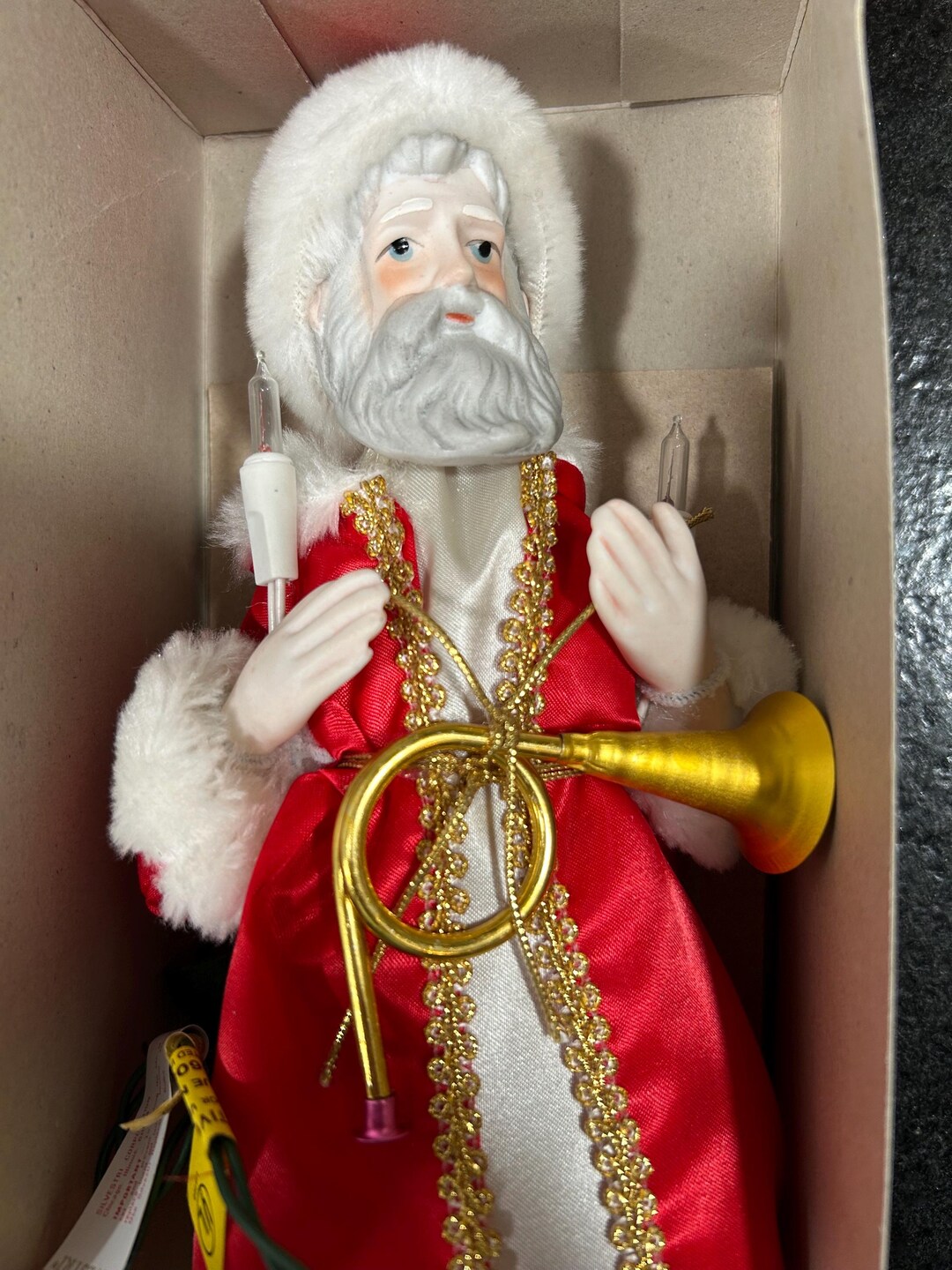 Vintage Taiwan Made Lighted Santa Claus Tree Topper With Red and White ...