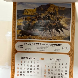 1980 Western Theme Calendar From Case Power and Equipment of Rexburg ...
