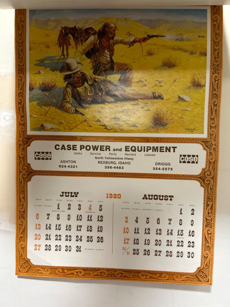 1980 Western Theme Calendar From Case Power and Equipment of - Etsy