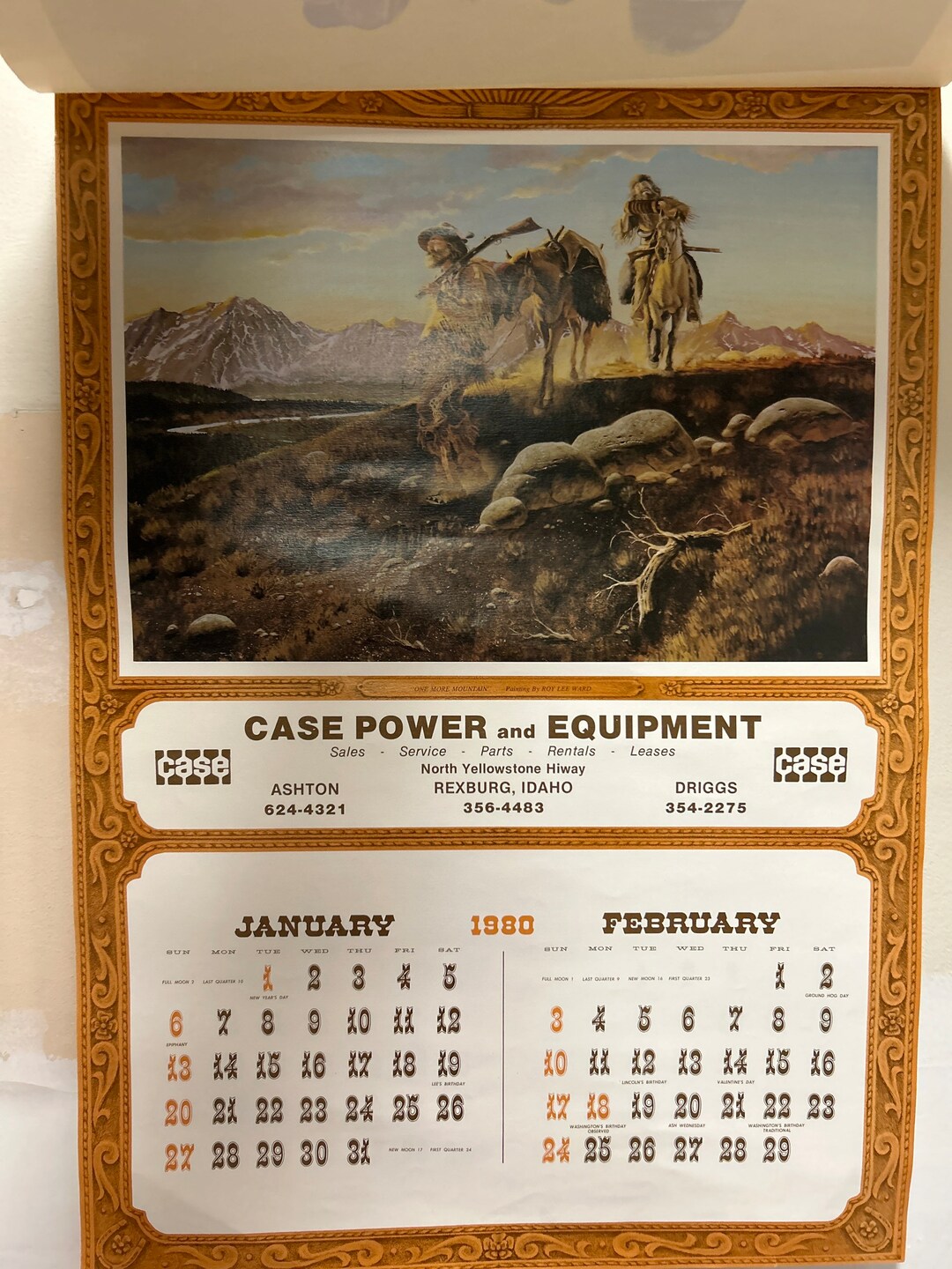 1980 Western Theme Calendar From Case Power and Equipment of Rexburg ...