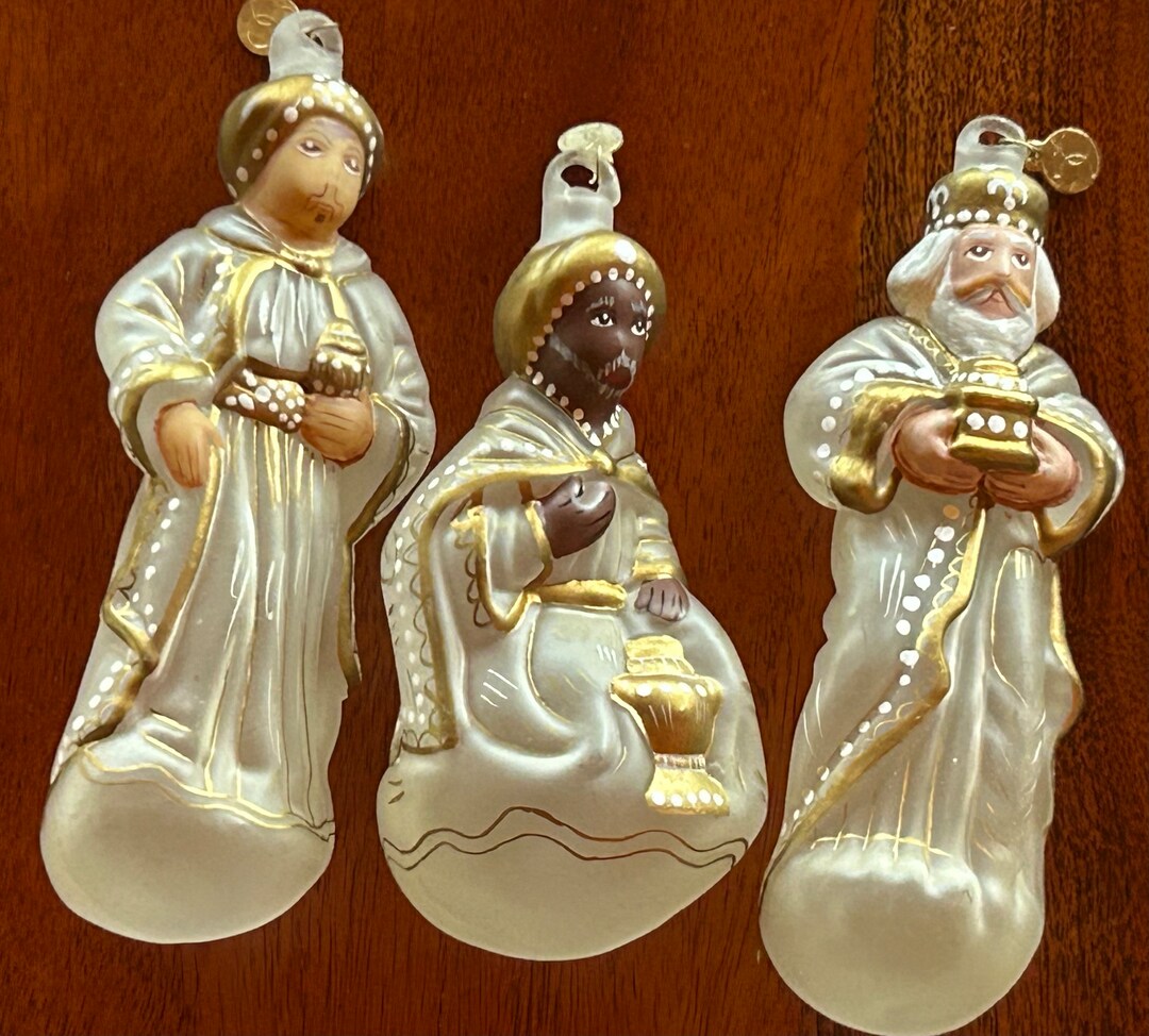 Department 56 Three Wisemen/magi Hand Painted,blown Glass Christmas ...