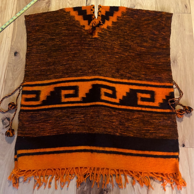 Orange Poncho - Etsy