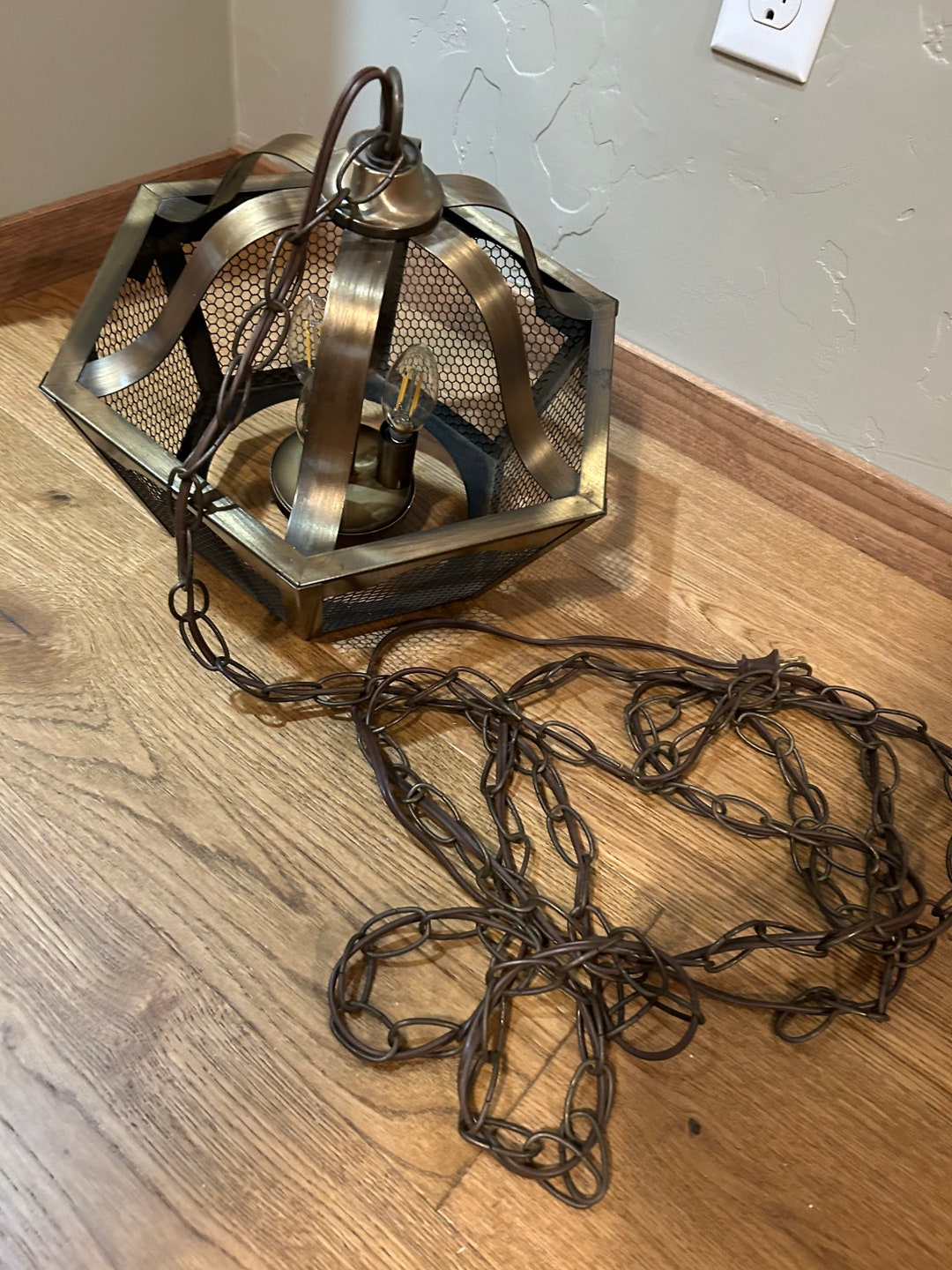 Gothic Swag Brass Lantern Style Light Fixture With Place for Three ...