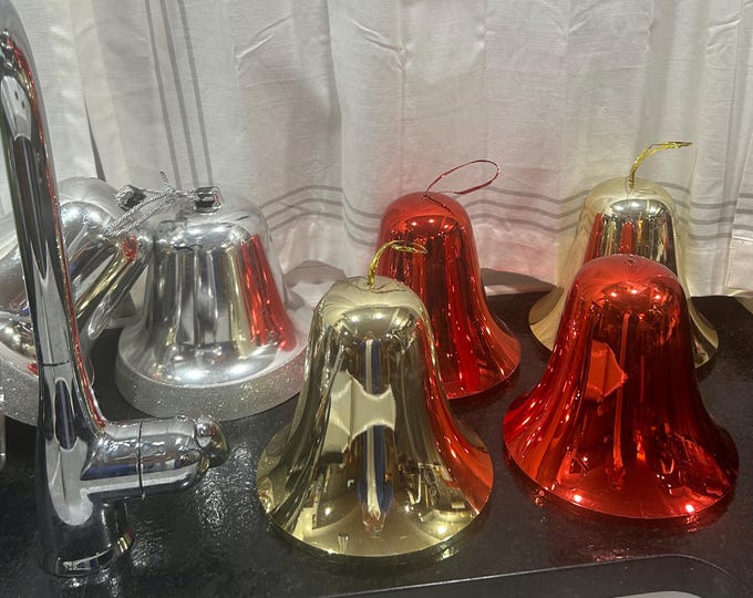 Six Large Decorative Christmas Bells.all for Price. 2 Red 2 Silver and ...