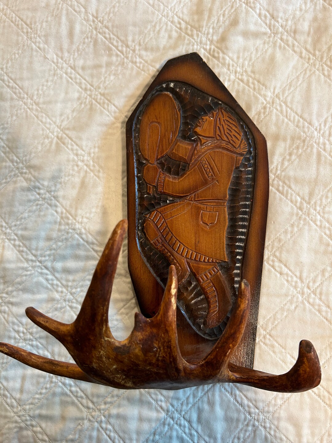Tribal Inuit Wood Relief Moose Antler/native American Eskimo/inuit Made ...