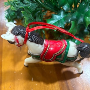 Vintage Plastic Carousel Horse Tree Ornament. - Etsy