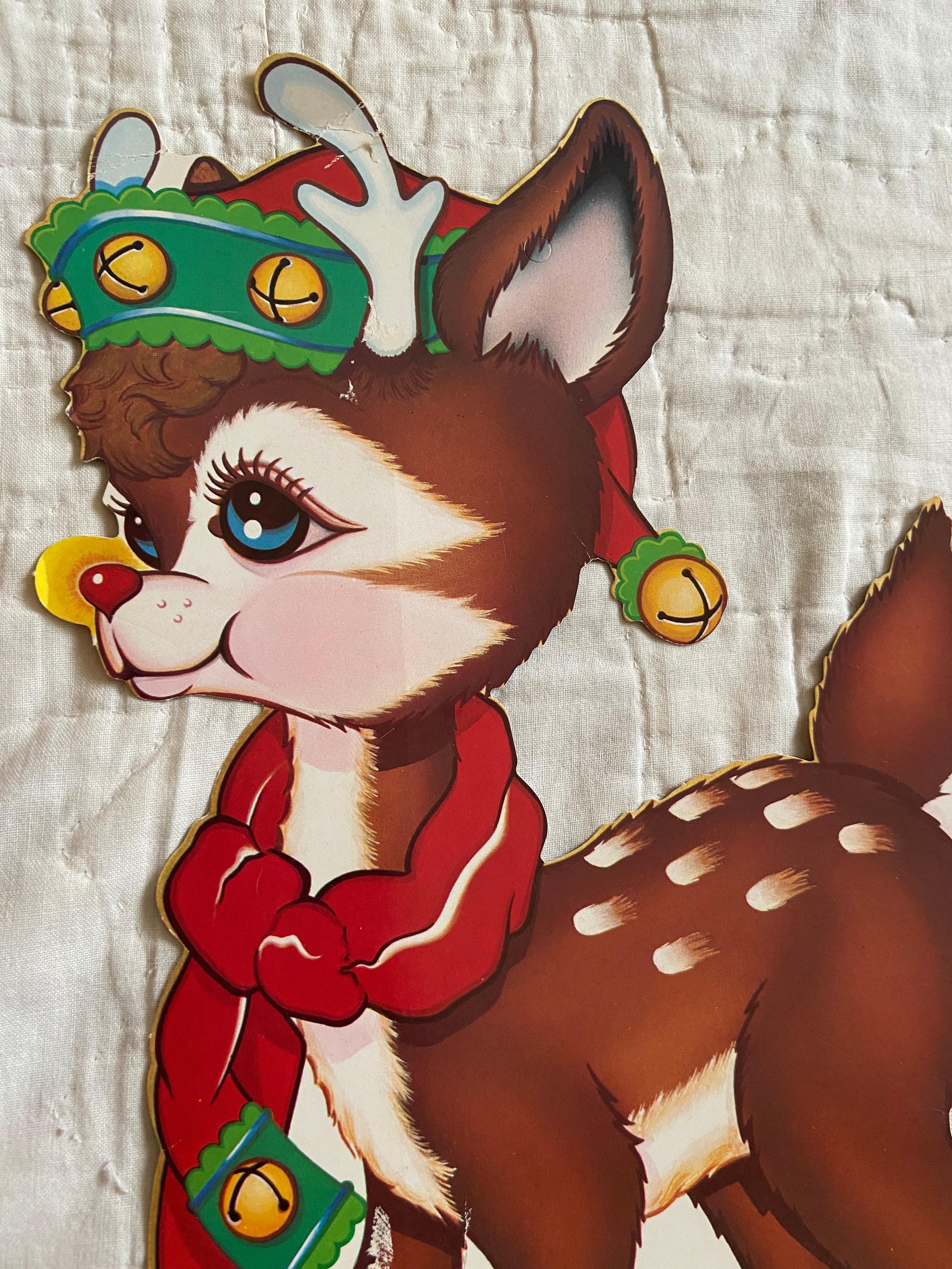 Vintage Beistle Cardboard 1979 Christmas Die Cut Fawns With | Etsy