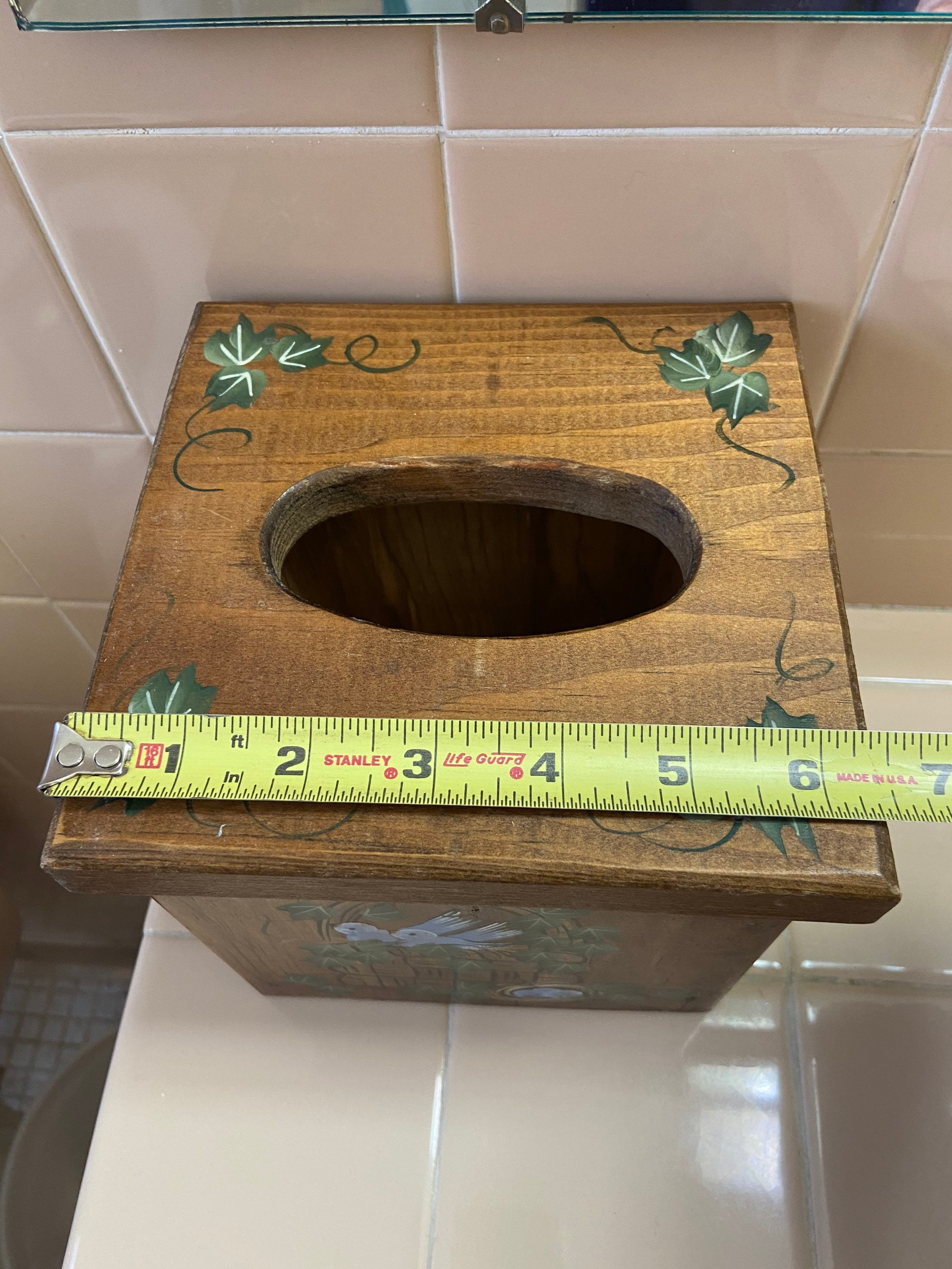 Nice Handmade Wooden Tissue Dispenser With Tole Painted Bird and Her ...