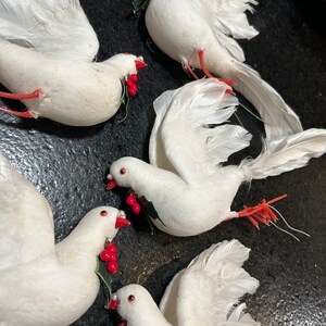 Set of Five Feathered White Dove Birds Craft Type Figures. Doves Are ...