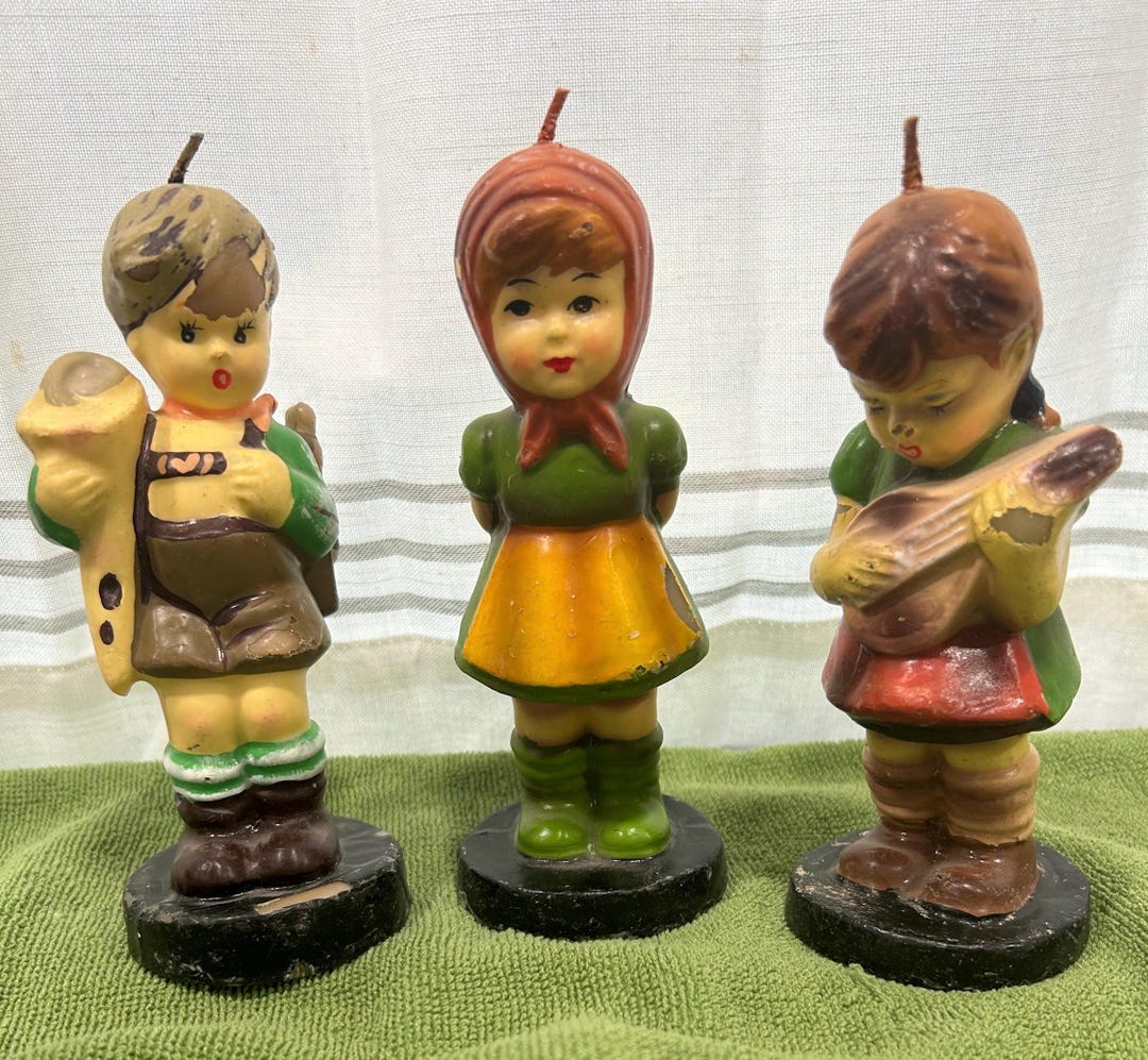 Collectable Hummel Style Molded Wax Figurines/candles Unlit Wicks ...