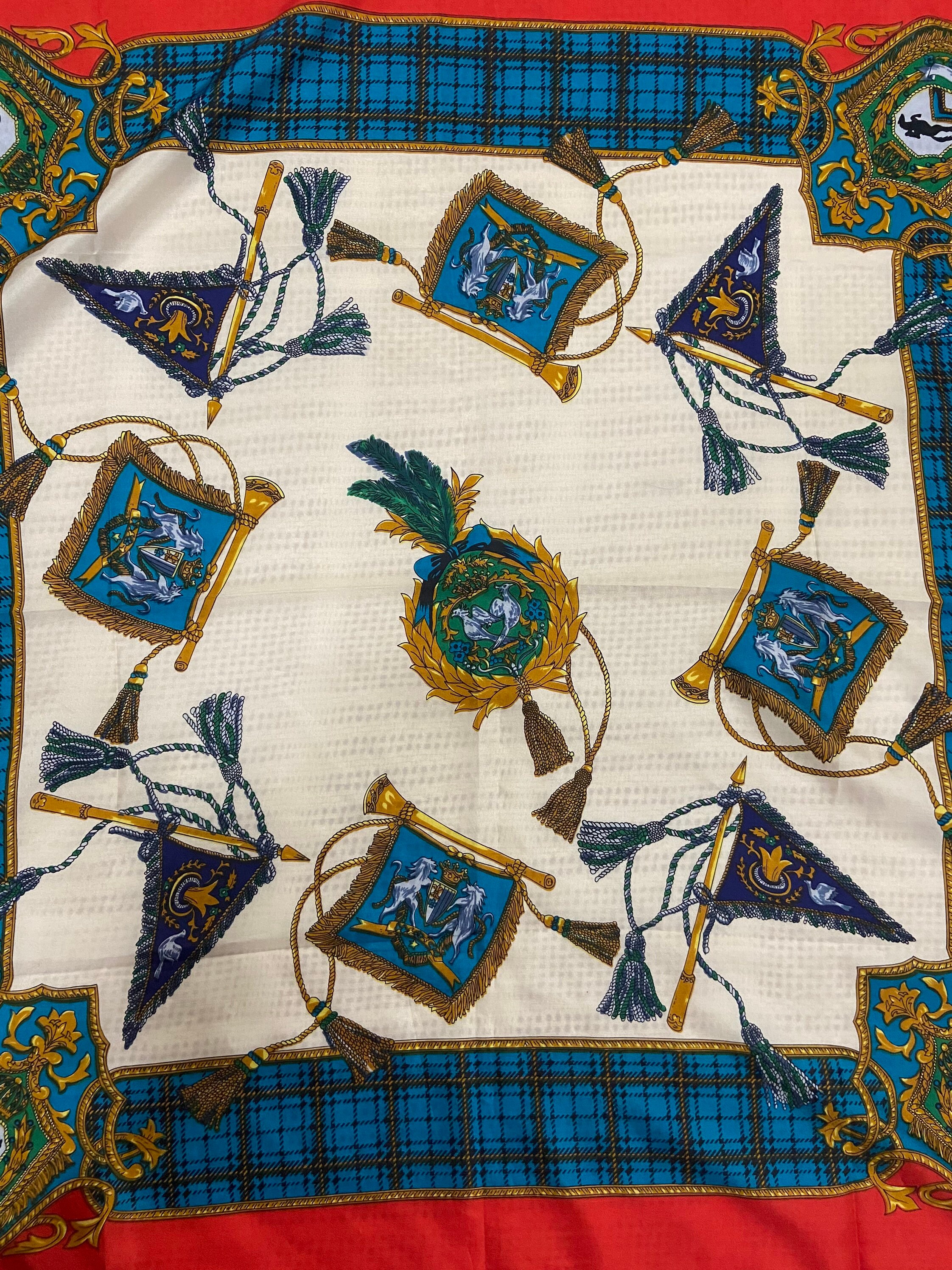 Beautiful Vintage Teal Red and Gold Hand Rolled Spanish Silk - Etsy