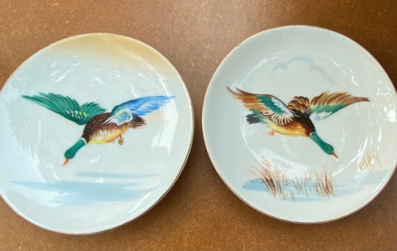 Two Little Mallard Duck Plates for Hanging. Aprox 4 Each. - Etsy