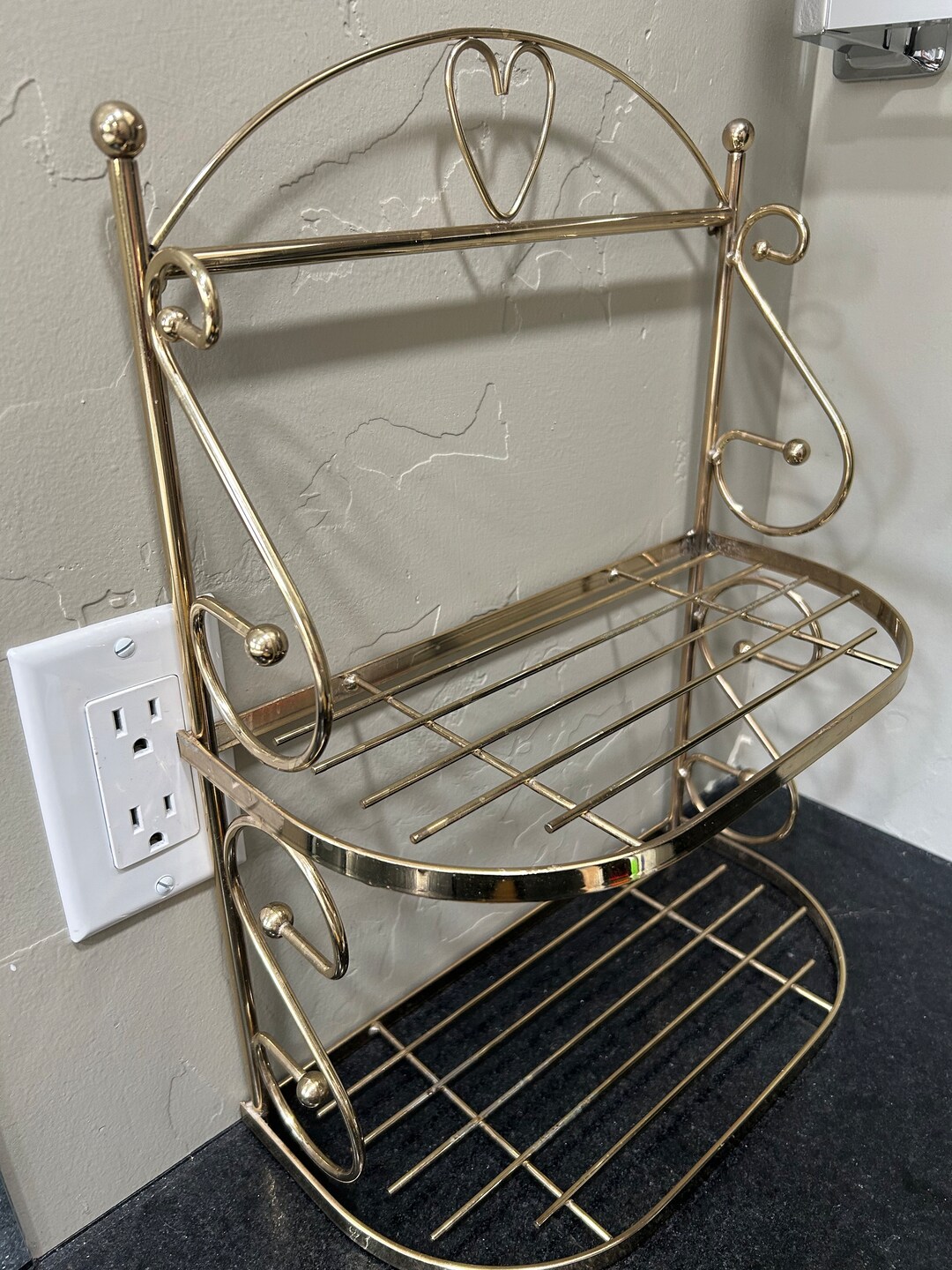 Scrolled Metal Double Shelf.works on Countertop or Wallhanging for ...
