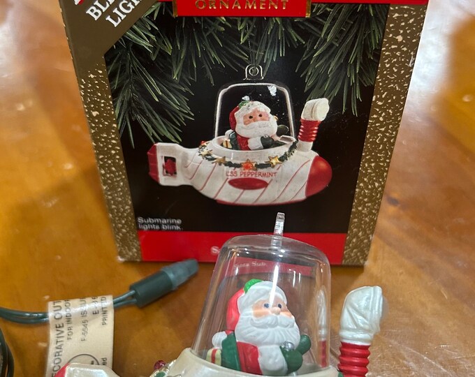Keepsake 1992 Vintage Hallmark Santa Submarine Christmas Tree Ornament ...