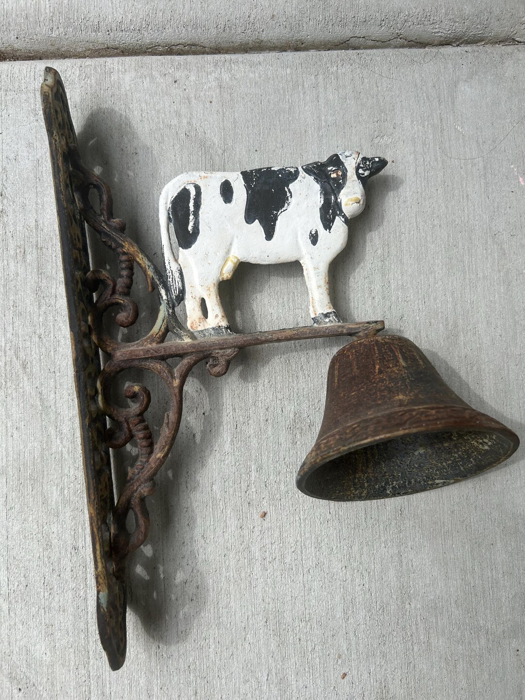 Vintage Cast Iron Cow for Mounting on Door or Wall With a Cast Iron ...