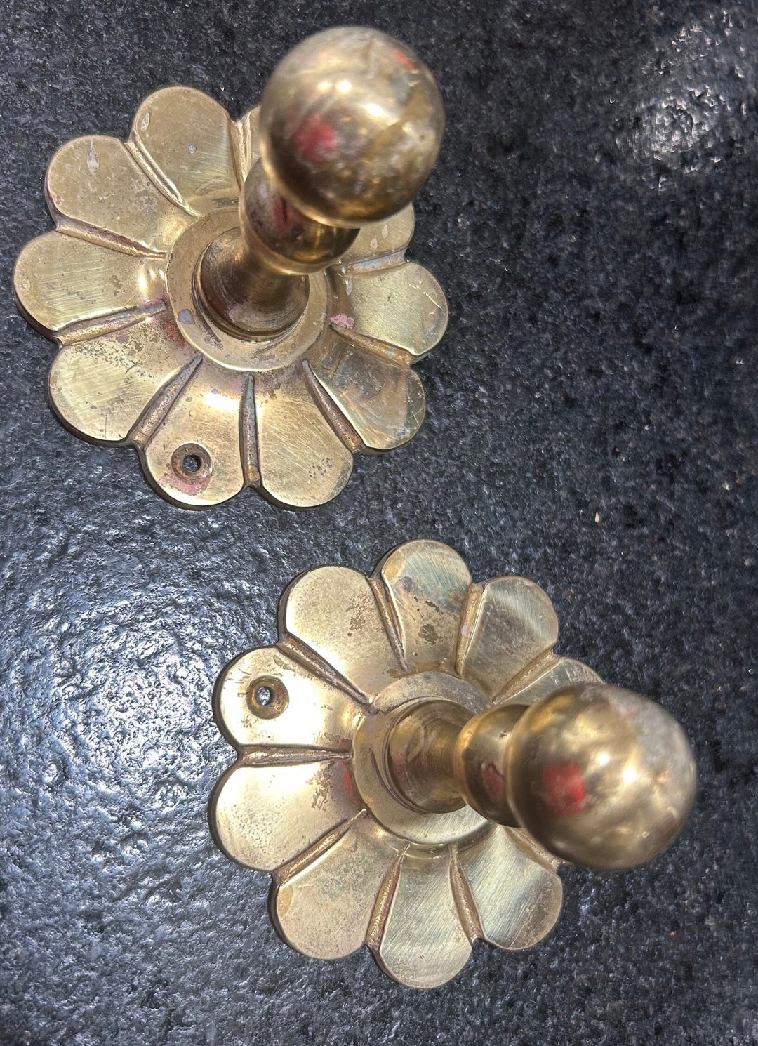 Set of Two Retro MCM Brass Towel Bar Rosettes Made in Portugal. See ...