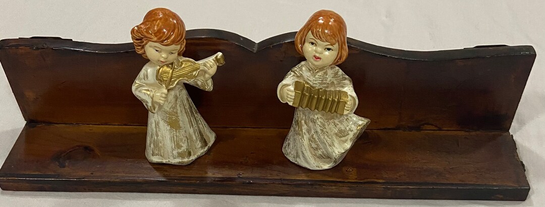 Japan Made Dickson Paper Mache Christmas Angels and an Old Wooden ...