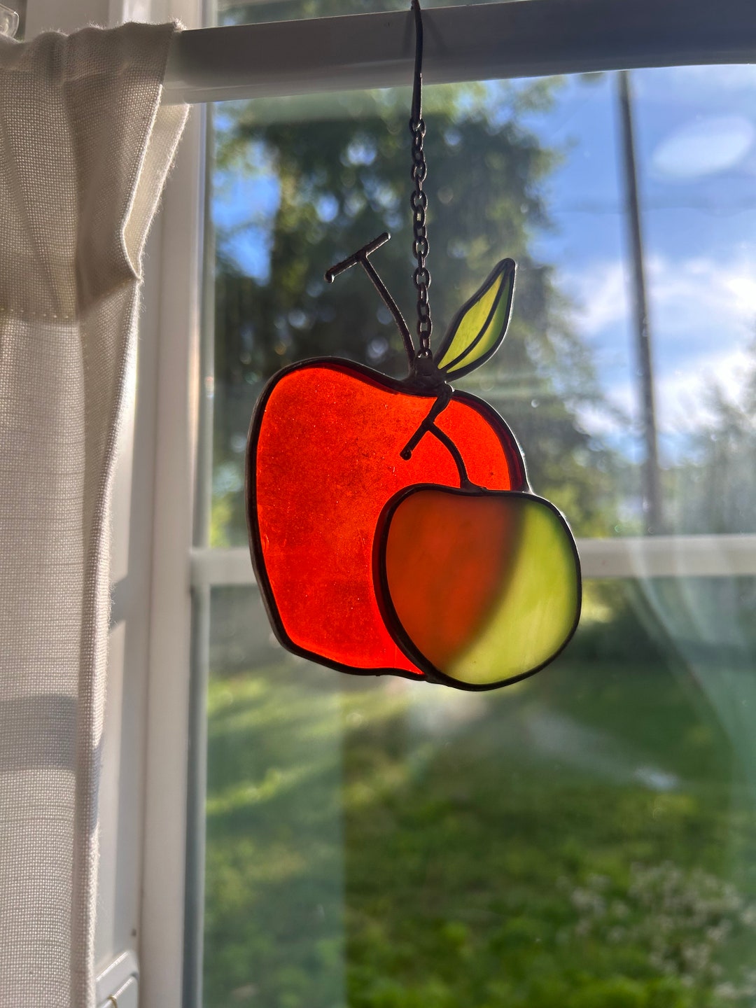 Colored Vintage Stained Glass Apple Suncatcher in Nice Condition - Etsy