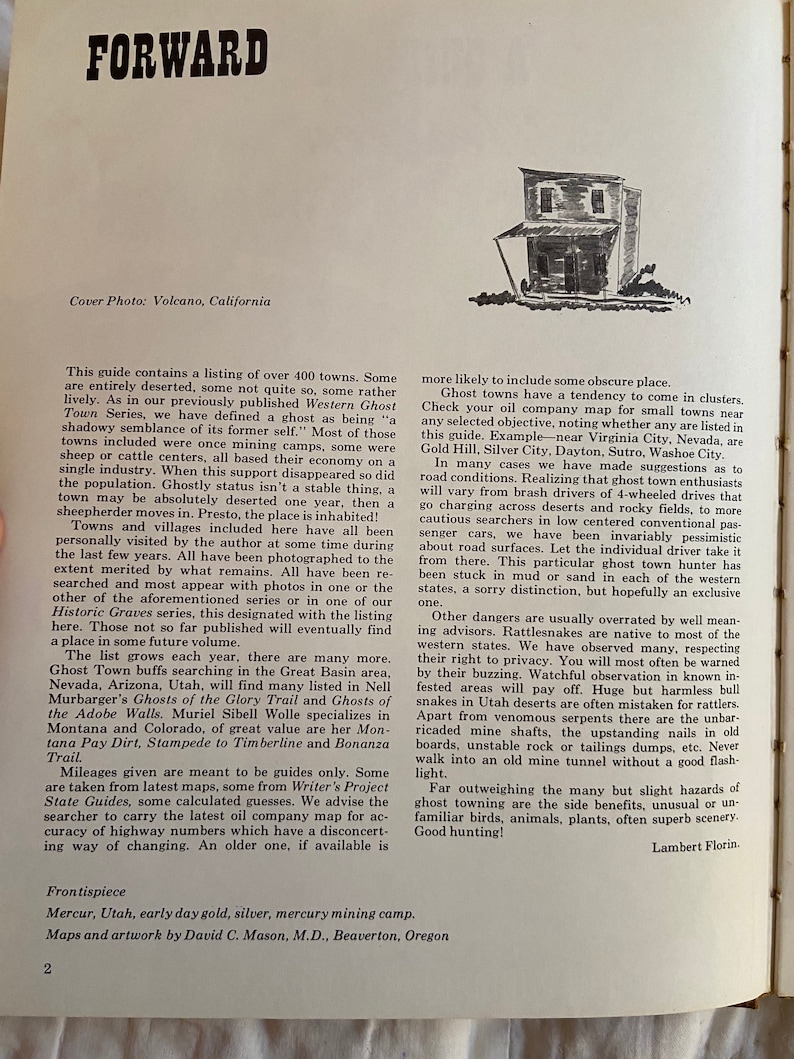 1967 A Guide to Western Ghost Towns by Lambert Florin - Etsy