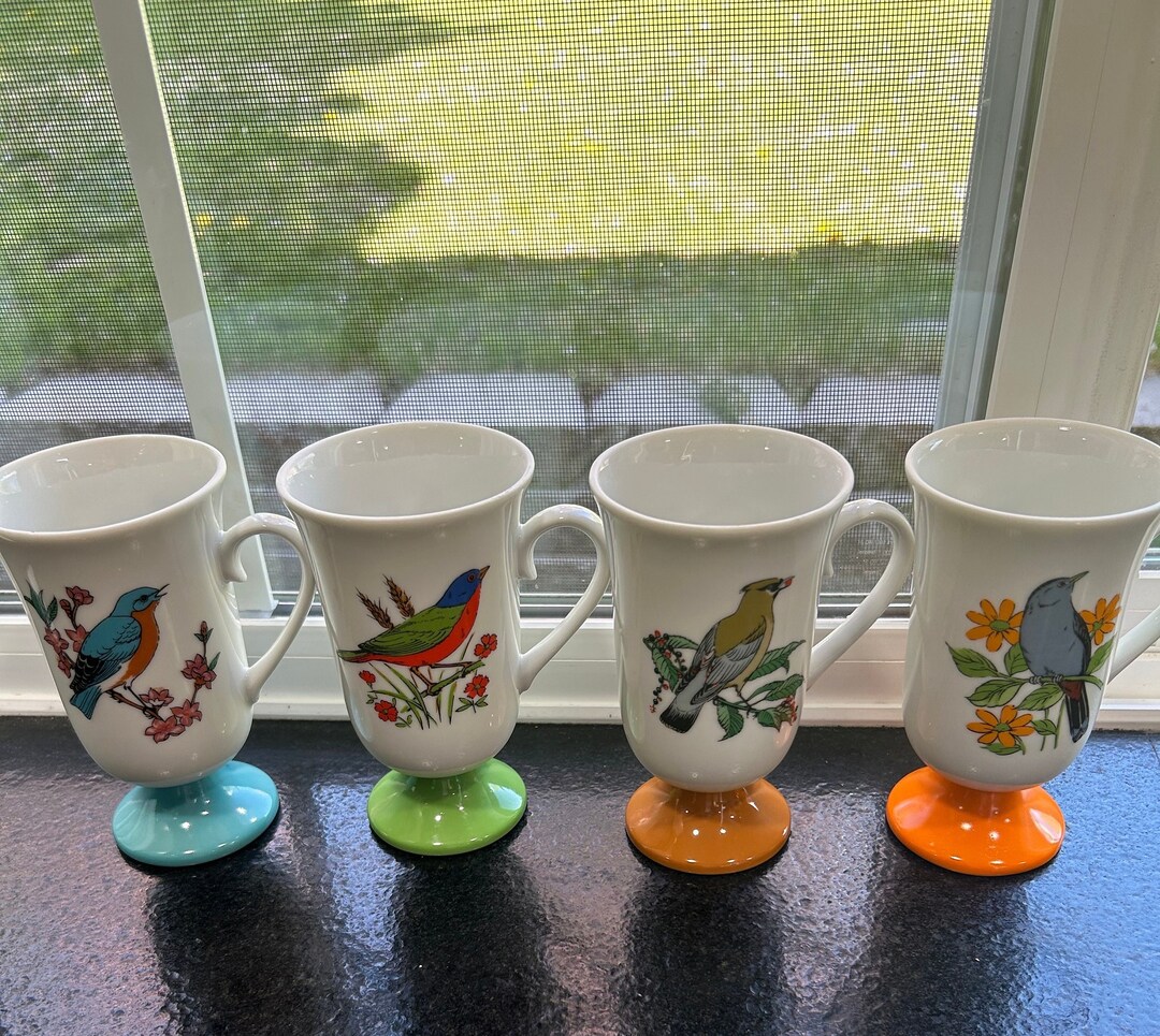 Set of Four Vintage Fred Roberts Japan Made Colorful Bird Mugs With ...