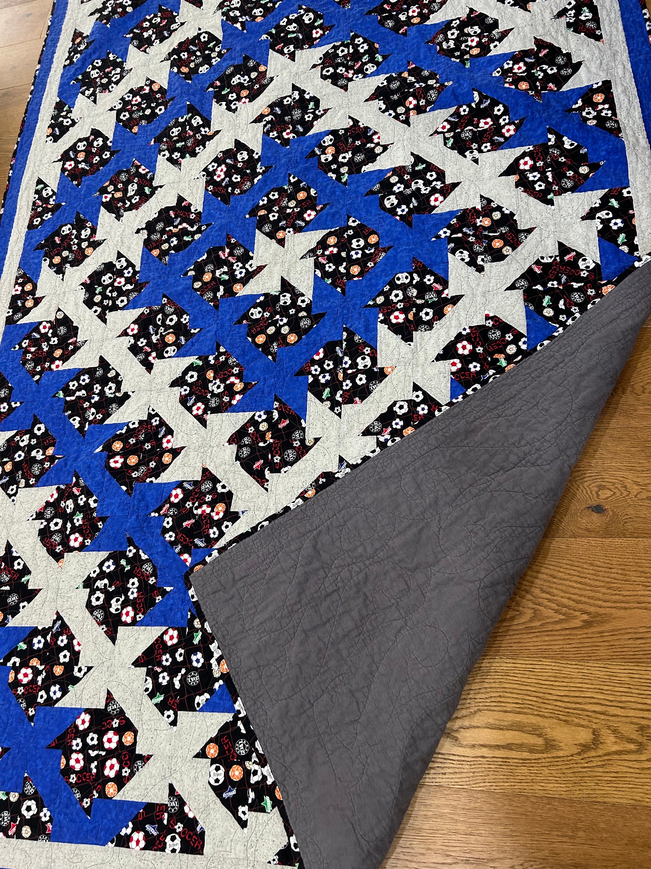 Soccer Quilt Vintage 90s Aprox I Think,handmade Quilt With Pinwheel ...