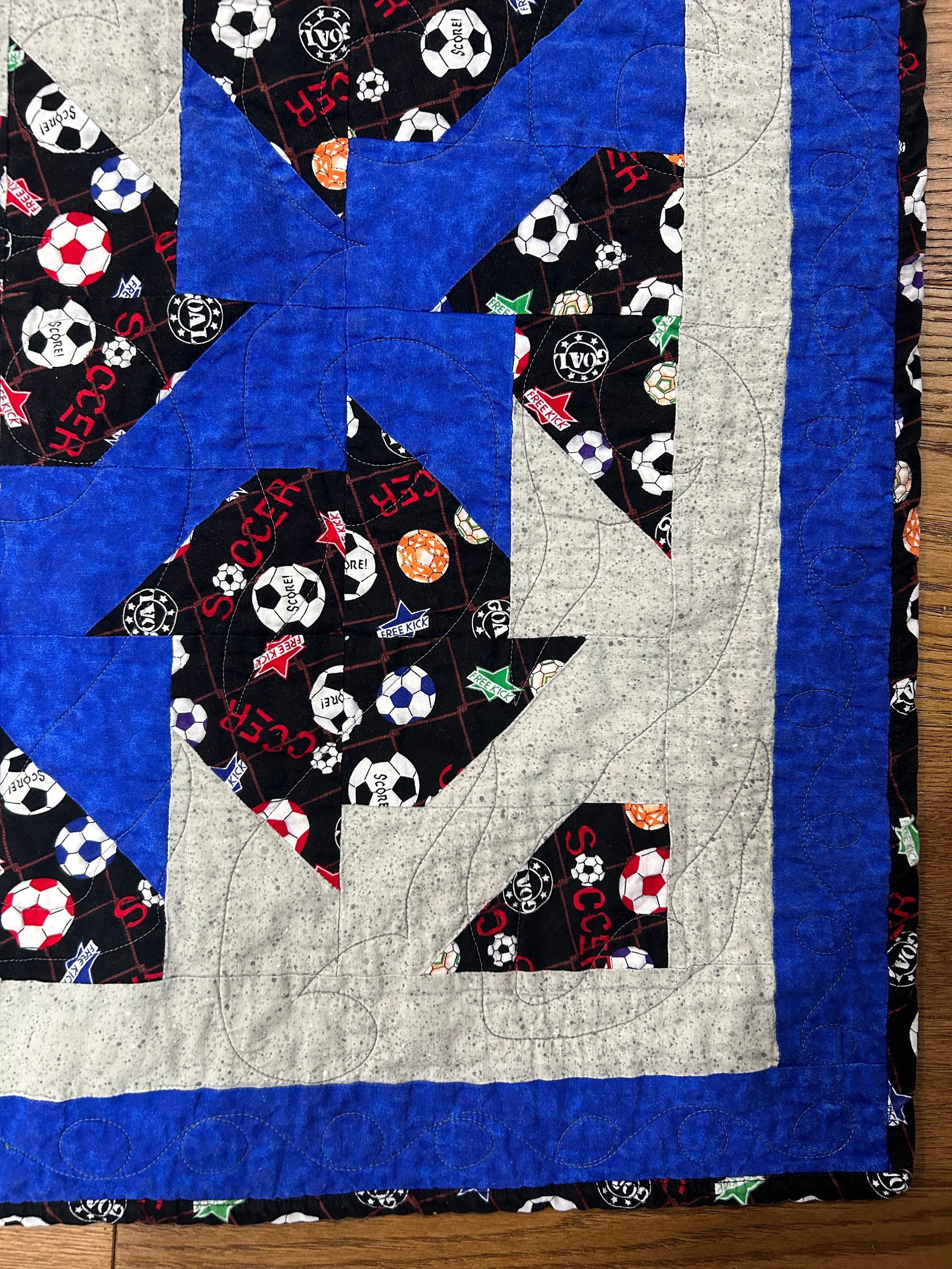 Soccer Quilt Vintage 90s Aprox I Think,handmade Quilt With Pinwheel ...