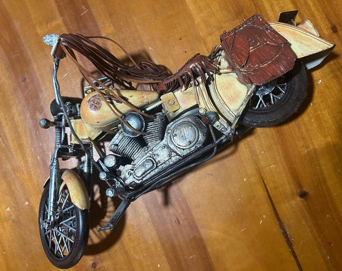 Vintage Model of a 1922 “indian” Style Metal and Leather Motorcycle ...