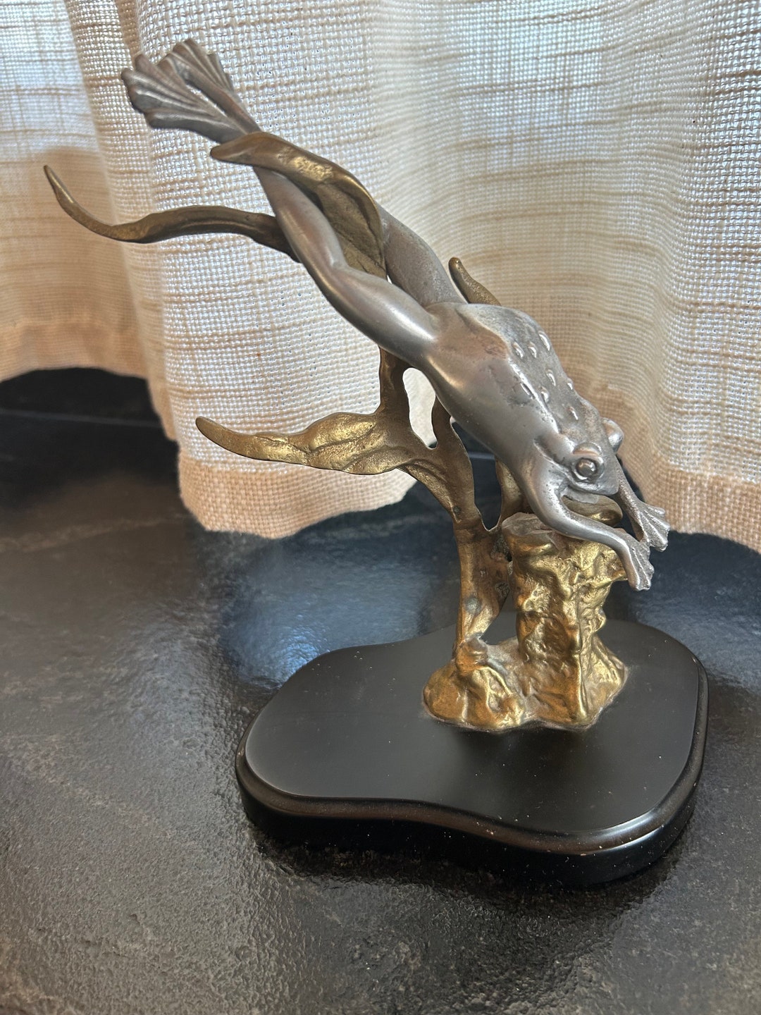 Vintage Brass/metal Diving Frog Art Figurine by San Pacific ...