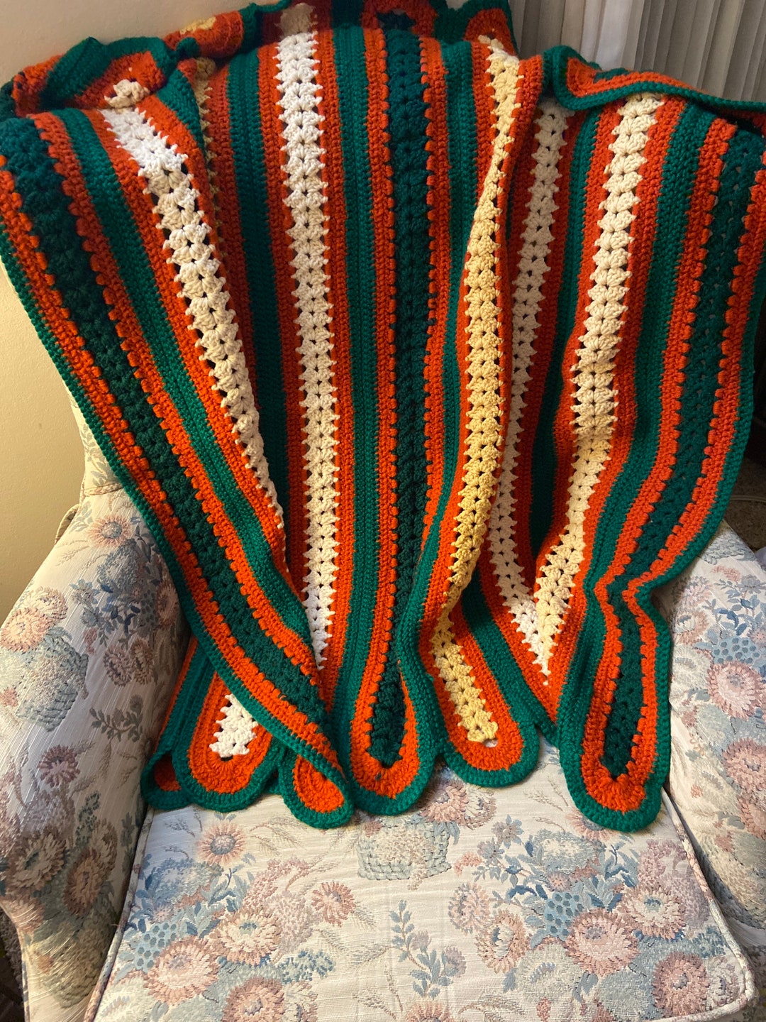 Handmade Autumn Colors Afghan/ Sofa Throw in Excellent Condition and ...