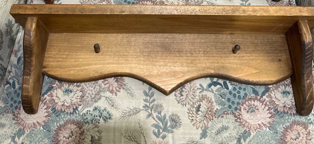 Handmade Wooden Shelf With Two Pegs for Hanging Something on Such as ...