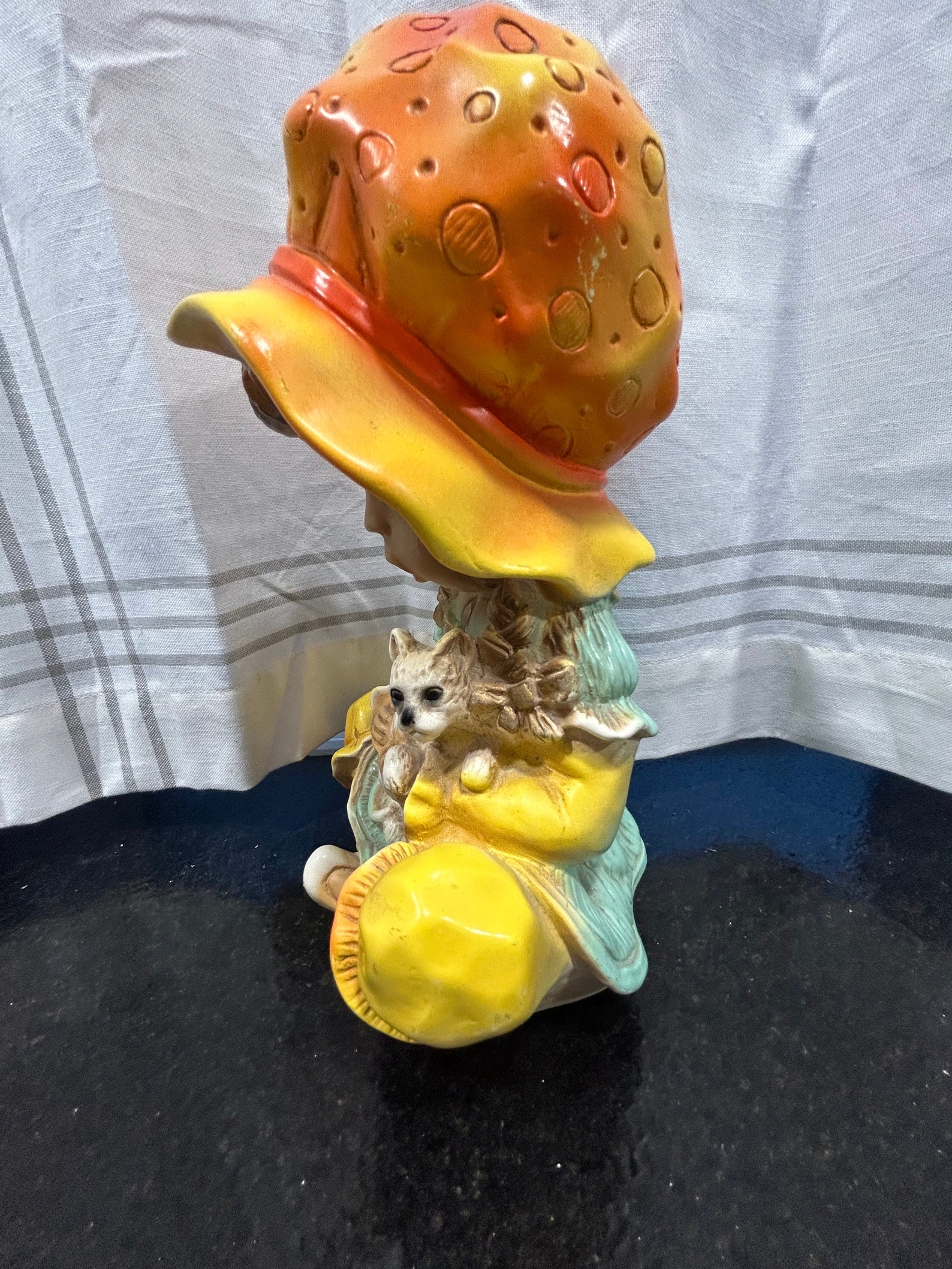 Big Eyed Girl/kitty Cat Made of Plaster.cute on Patio/porch! Marked ...