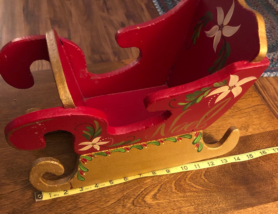Vintage Santas wooden sleigh /handmade | Etsy