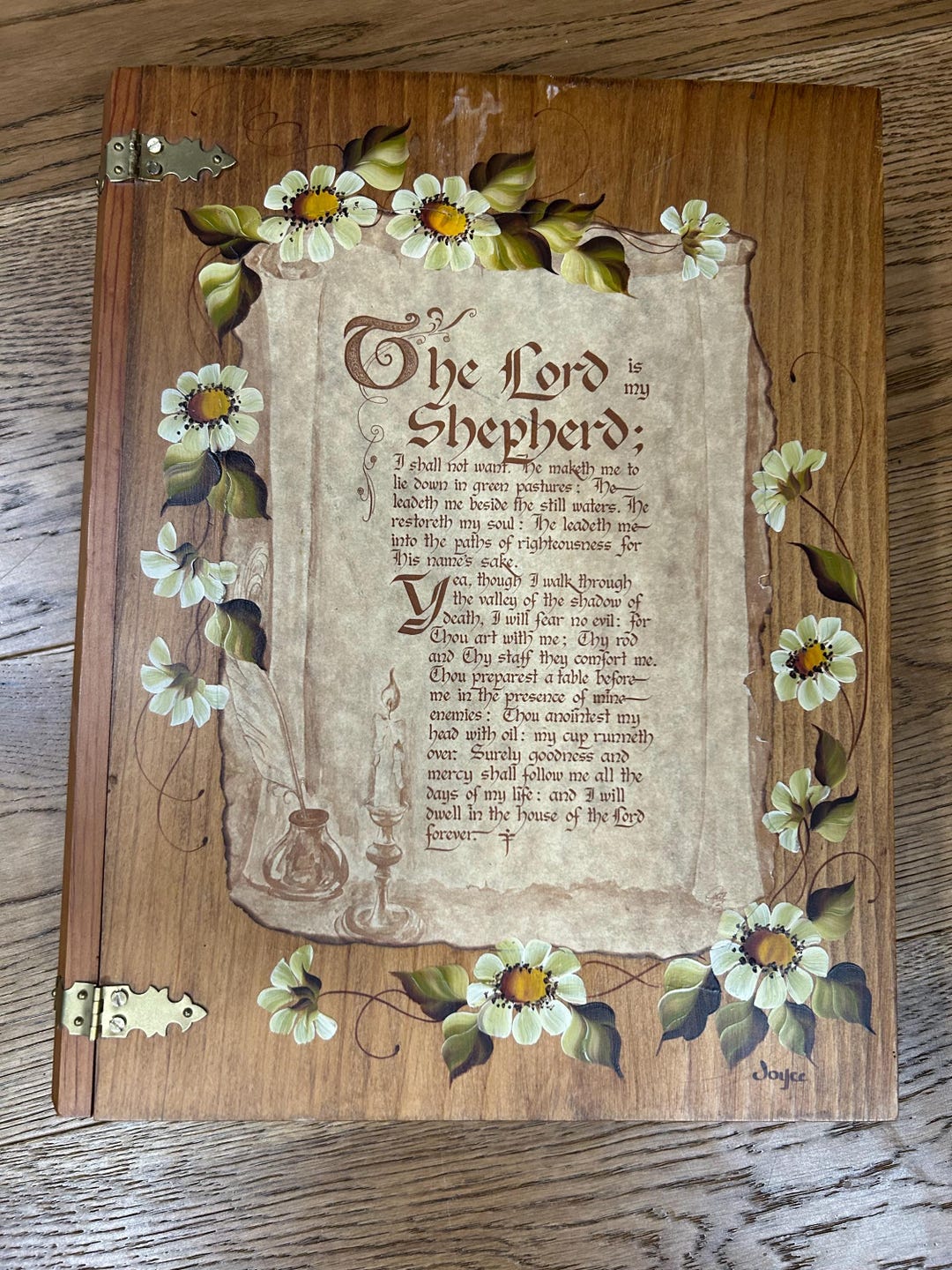 Hand Made in 1980 Wooden Hinged Bible Box With Tole Painting and ...