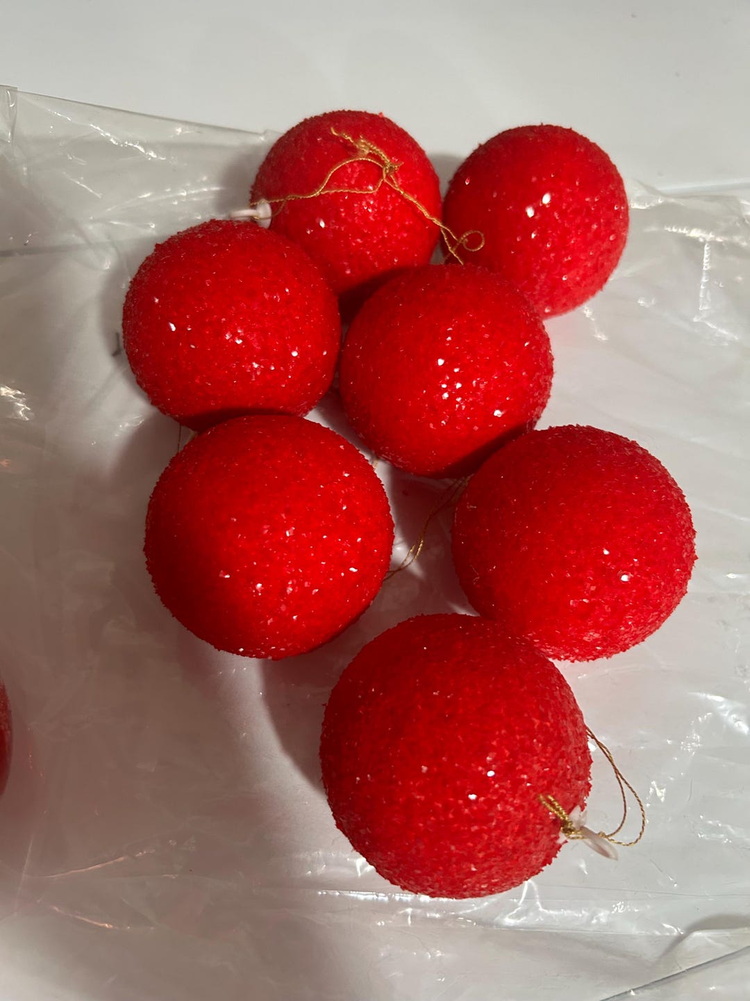 Set of 7 Vintage Red Sparkling Styrofoam Aprox 2 1/2” Christmas Tree ...