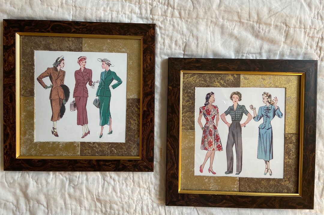 Wallhangings of Vintage Clothing Modeled by Ladies and Framed - Etsy