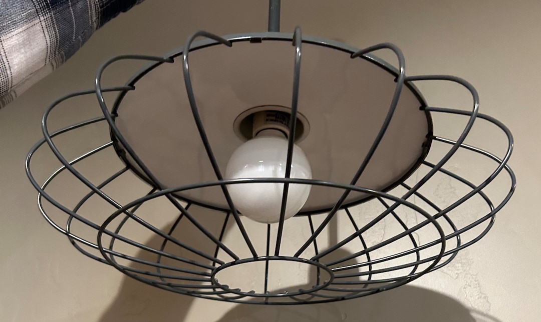 Industrial Gray Westinghouse Metal Cage Light Fixture With Standard ...