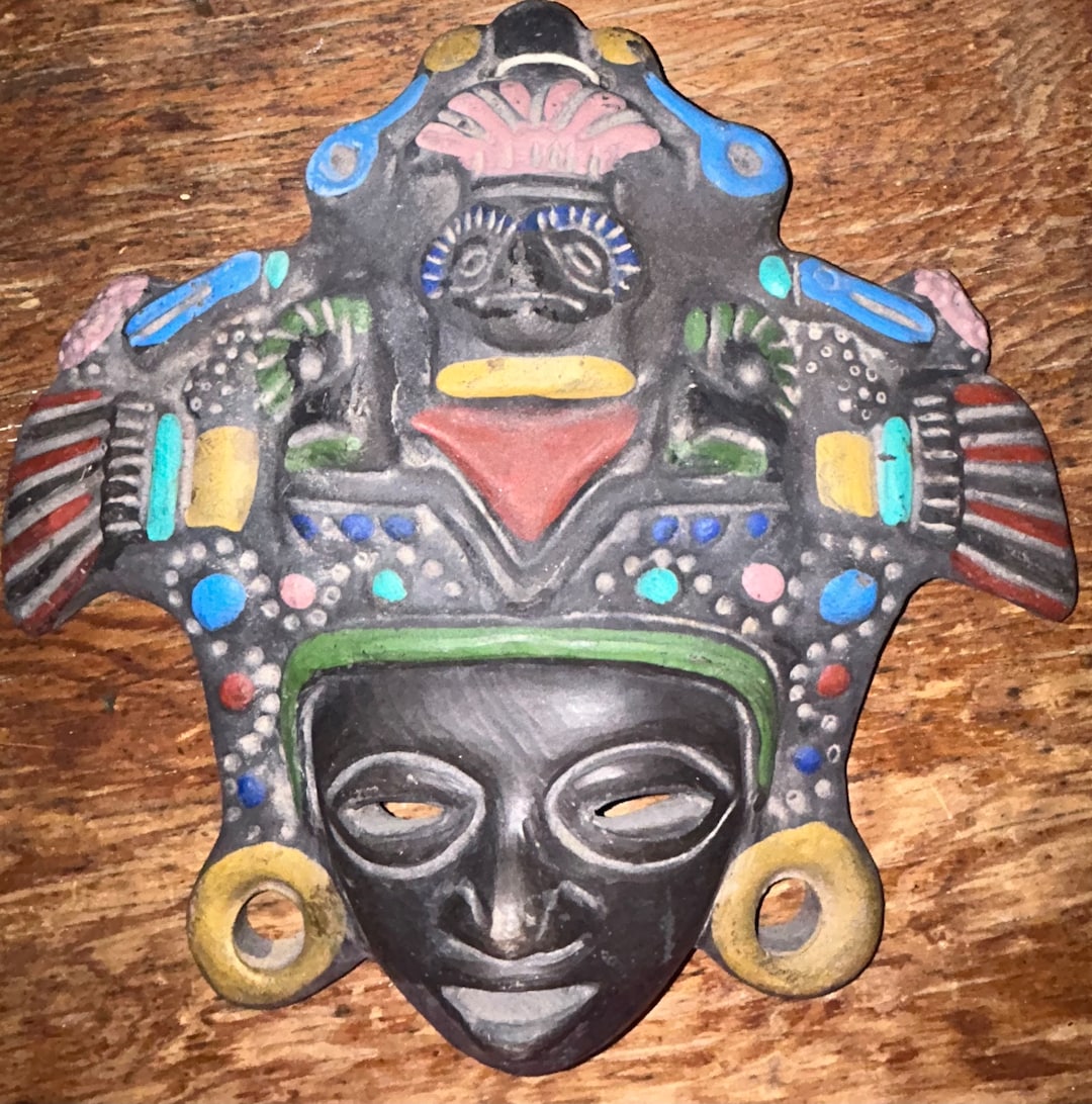 Aztec/incan/mayan Mask Wallhanging/plaque Not Sure of Age. Made of a ...