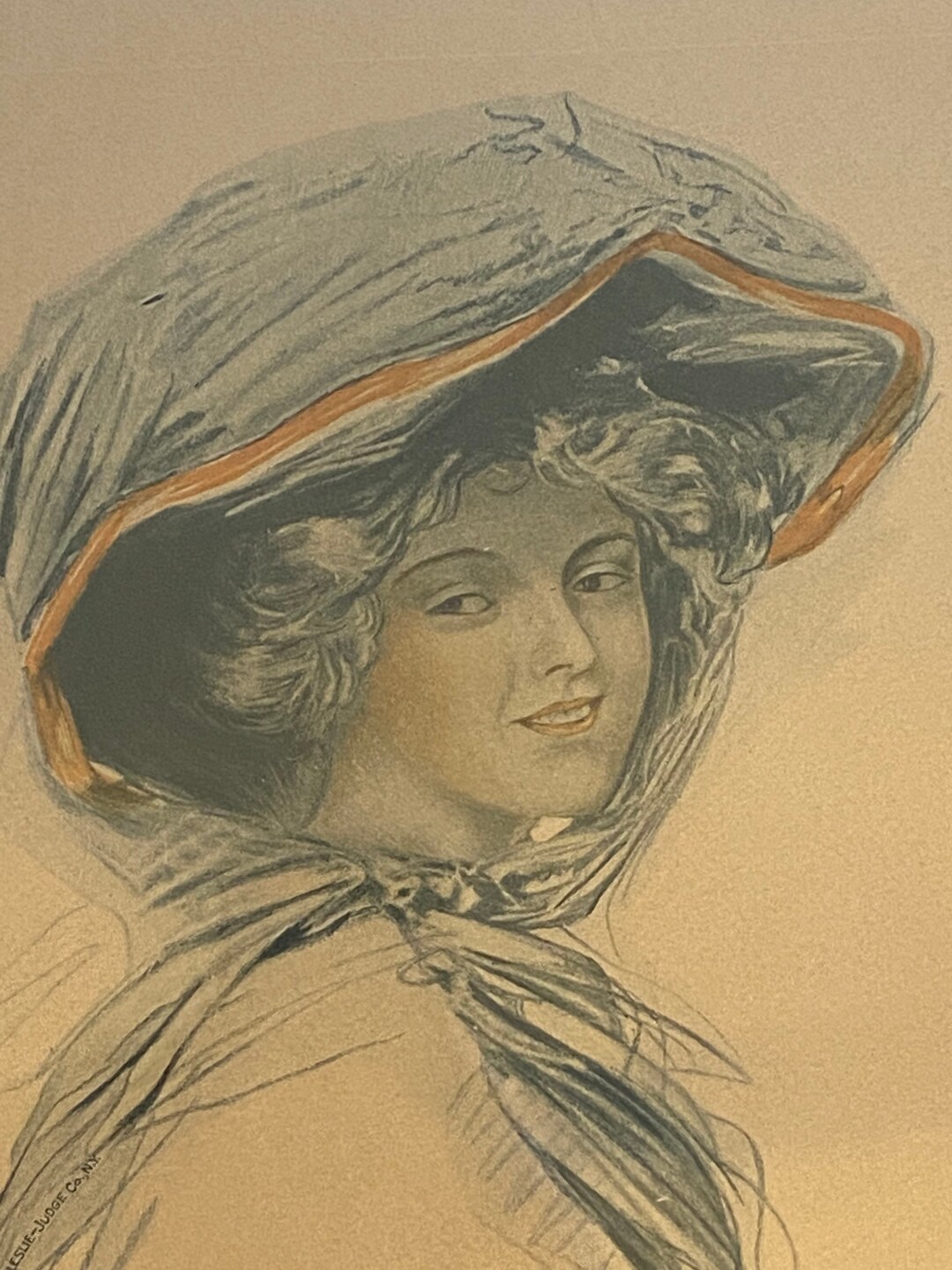 Signed Art/old Framed Pen and Ink Art of Lady in a Hat Signed by H ...